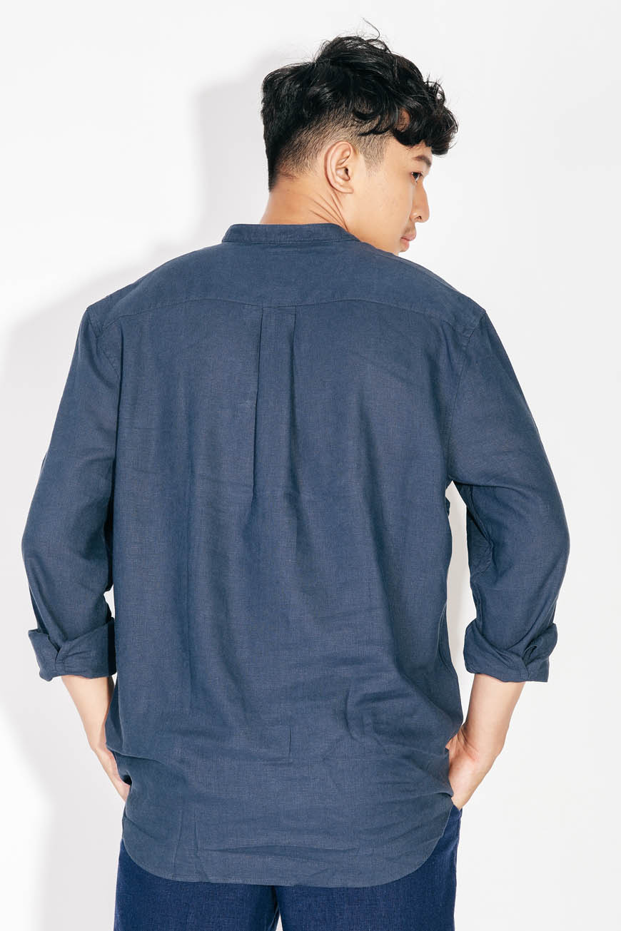 Men Long Sleeves Henley Linen Shirt | Zando