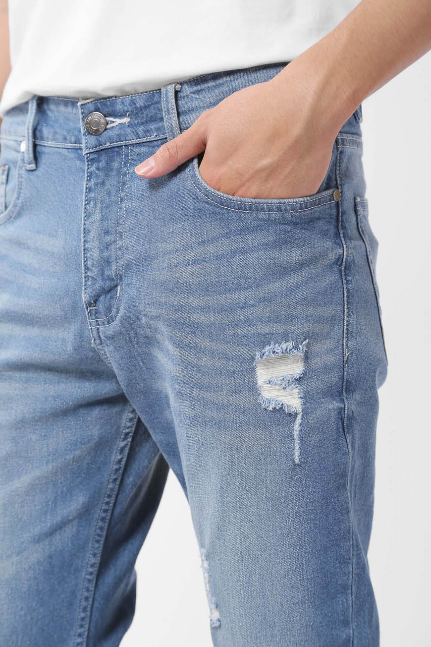 Men Slim Fit Trashed Jeans | TEN11