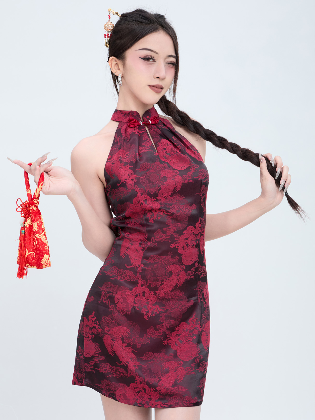 Satin Cheongsam Dress | ZANDO